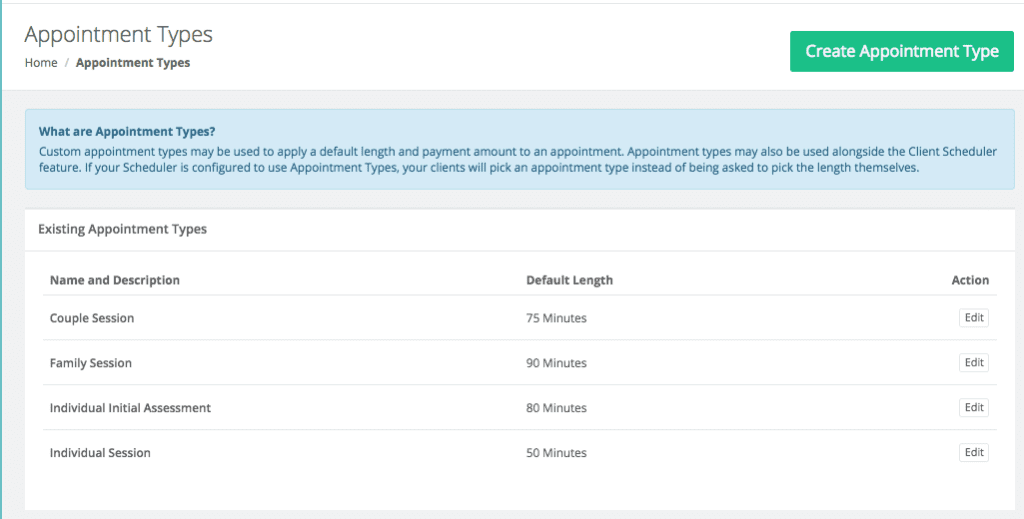 Appointment Types – thera-LINK